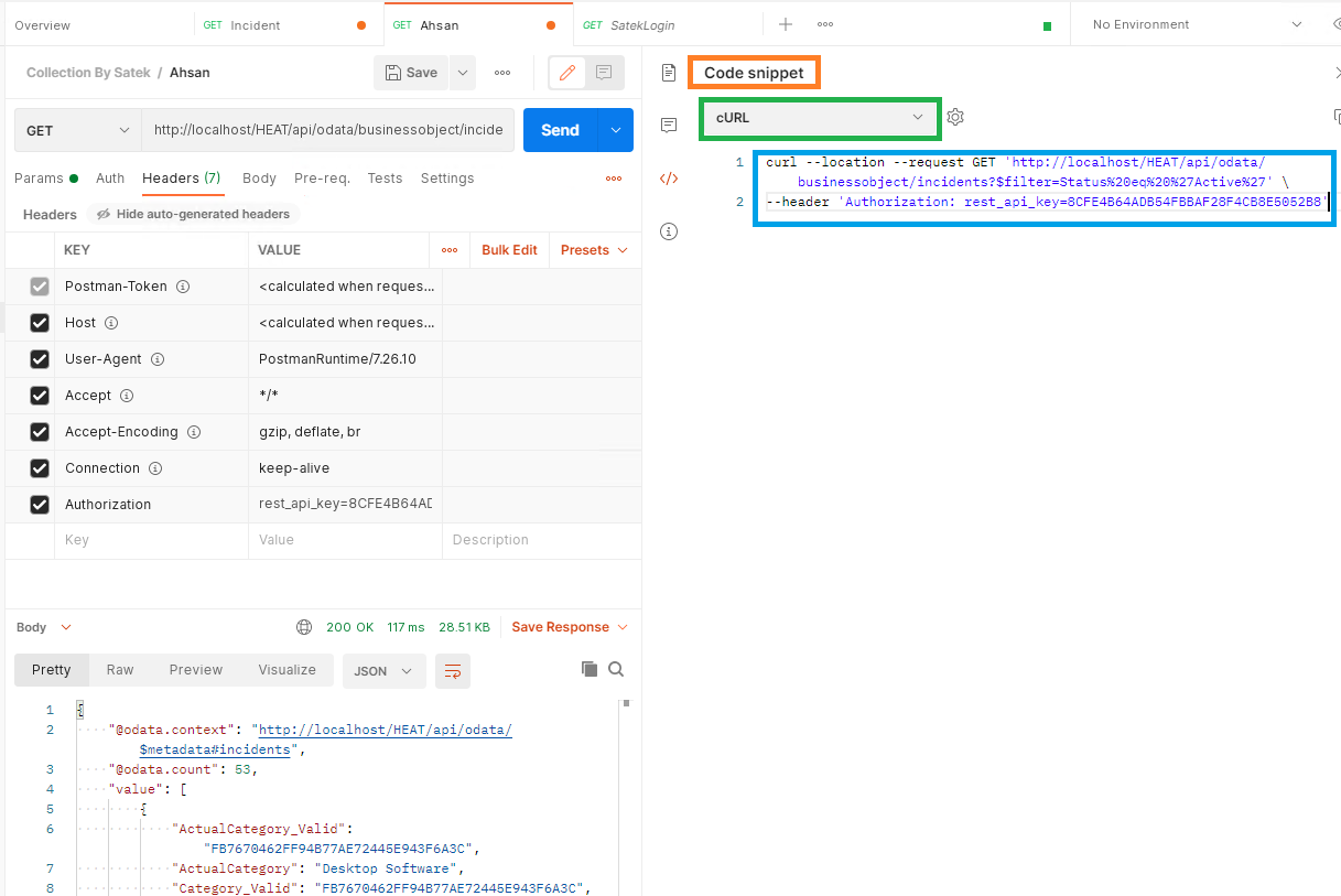 How to get business object by filter using API and Postman