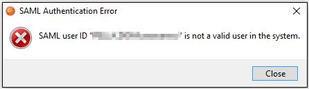 Error When Logging in Using SAML: "SAML user ID is not a valid user in ...
