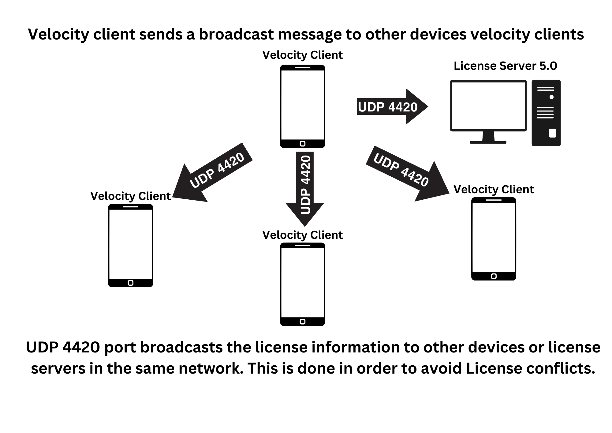 Velocity License server 5.X Network diagram