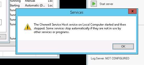 Services Will Not Start With Error: The Cherwell Service Host Service on Local Computer Started ...