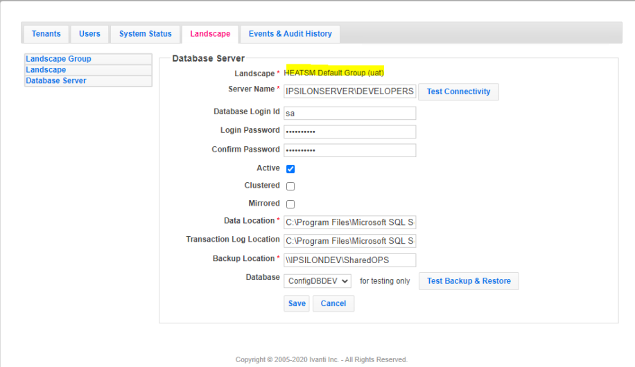 How to set up Ops Console with an environment having one DB server and ...