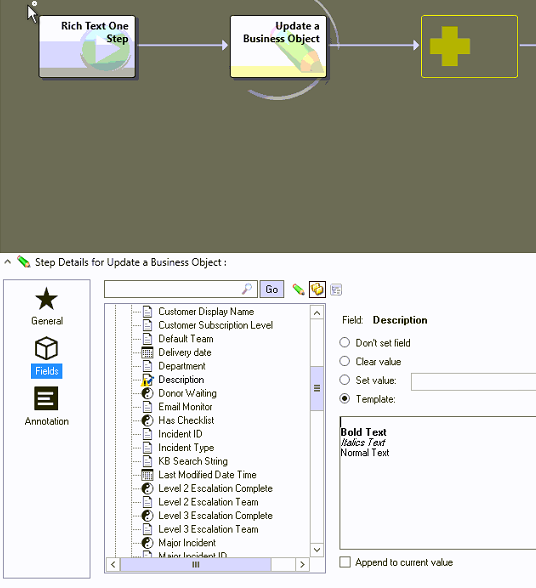 One-Step Update Business Object Rich Text Field Problems