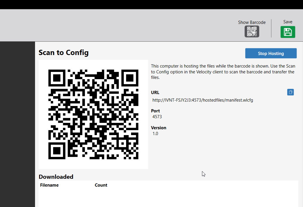 Velocity Scan to config for deploying Velocity profiles