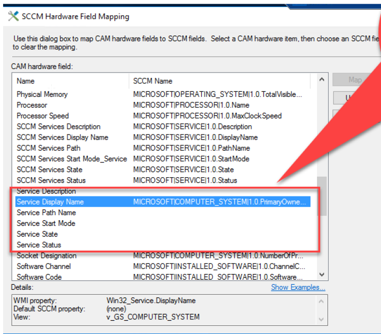 CAM - SCCM Hardware Fields Missing From View While Mapping to CSM