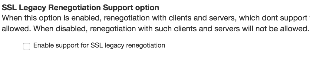 "SSL Settings Allow Insecure TLS Renegotiation" Message Appears In Admin UI