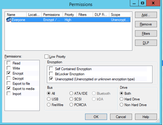 "Encrypt medium" option not available