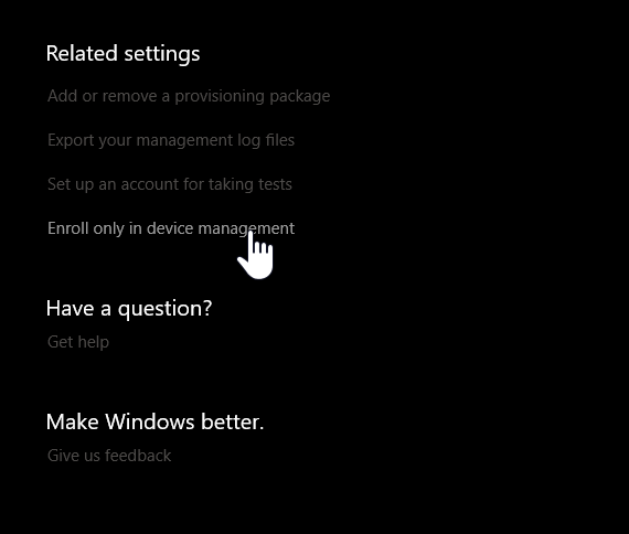 Windows 10 MDM Core Setup and Enrollment