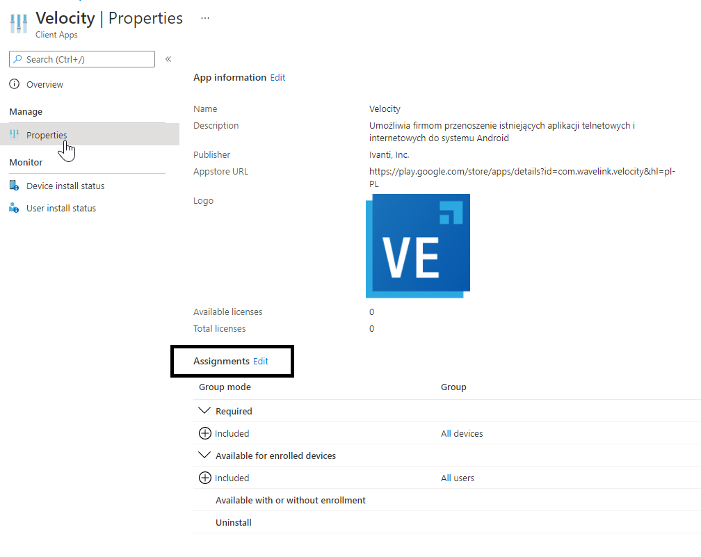 Distributing Velocity profile manifest config using Intune MDM