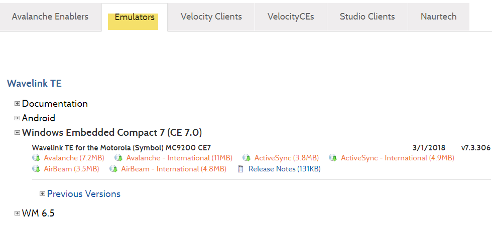 How to obtain Wavelink TE Client downloads from online.