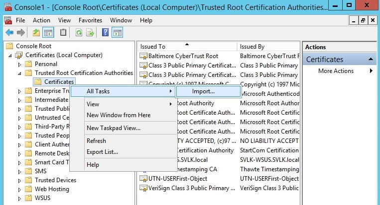 How To Create, Export, and Import a WSUS Self-Signed Certificate in Patch for MEM