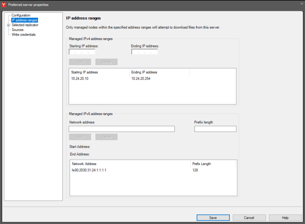 IPv6 Ranges for Preferred Servers