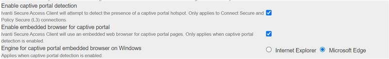 Captive portal detection failure when using ISAC/PDC connection