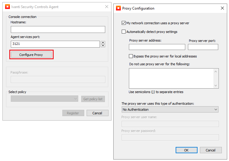 Set a Proxy Address After the Security Controls Agent Has Been Installed
