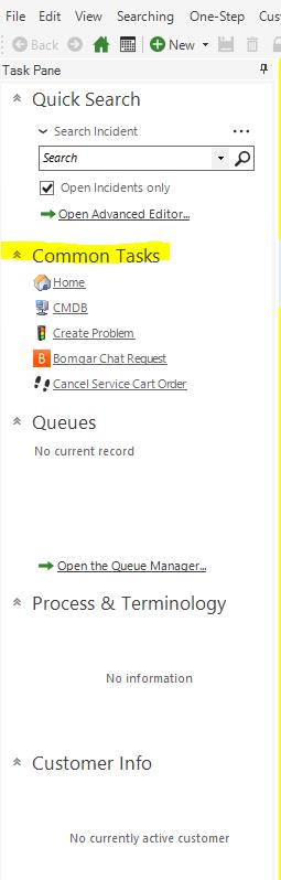 How to Configure Common Tasks Pane in Rich Client