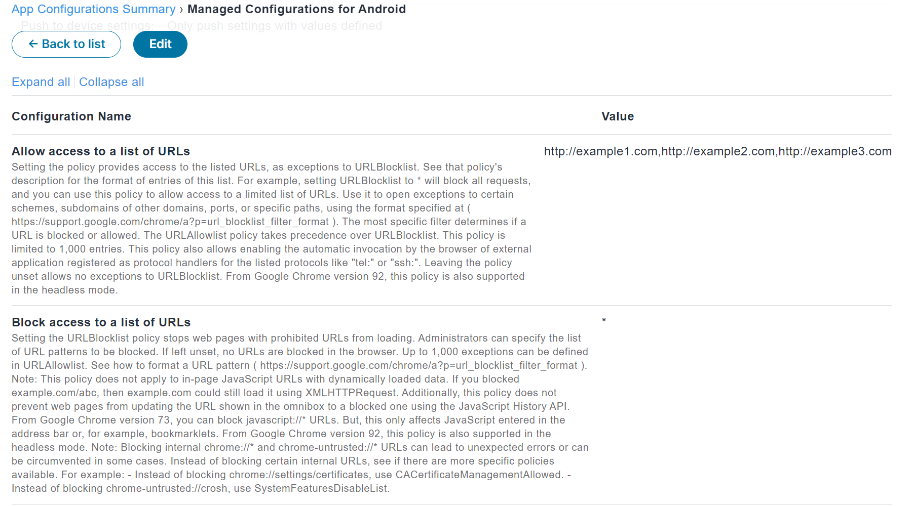 How to add website URLs to allowed list or block list on Chrome (on Android)