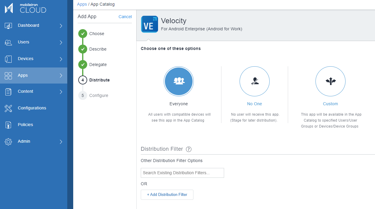 Distributing Velocity profile basic settings & Fetch configuration settings using MobileIron MDM