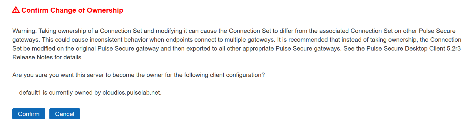 Attempt To update ISAC Connection Set Fails With Error "This Appliance ...