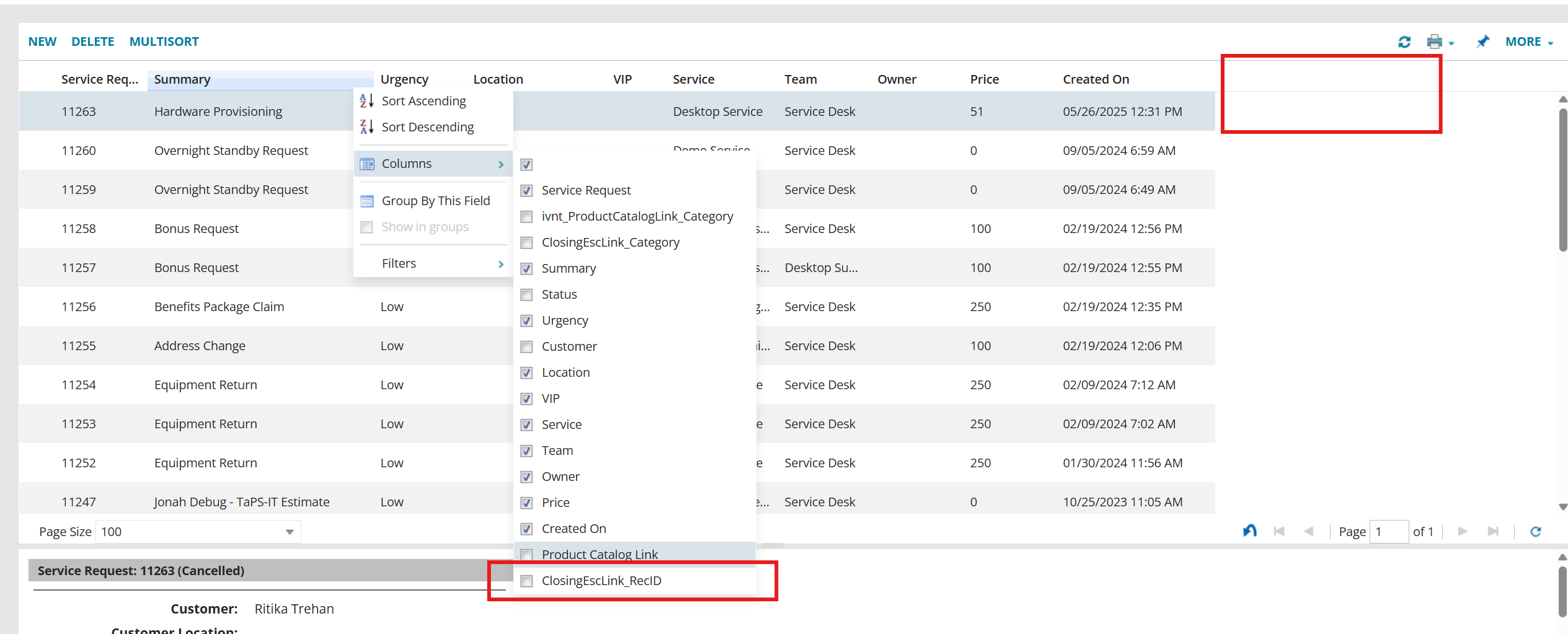 Hiding Link Fields Columns That Appear At The End Of The Grid When Running A Saved Search