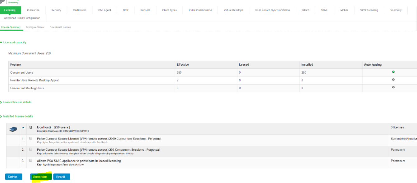 How to Surrender a License From the License Client