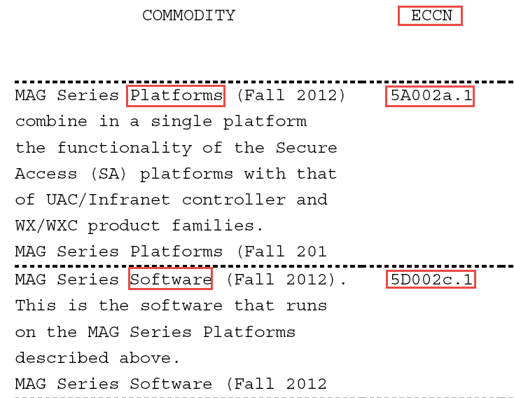 KB40820 - ECCN numbers for Pulse Secure products