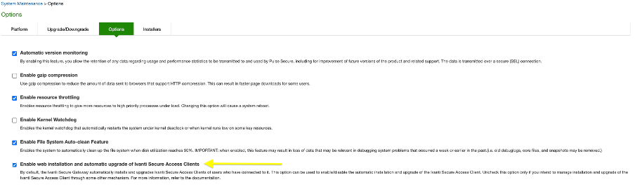 How to Upgrade the Ivanti Secure Access Client Automatically Through ICS