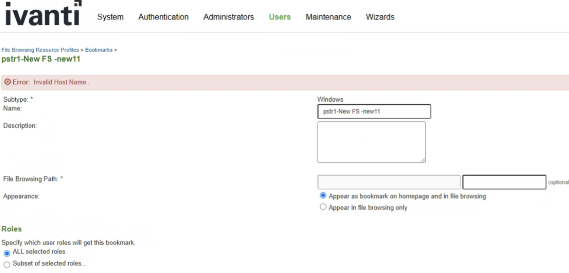 Not Able to Edit the Configured File Bookmark Name When the Syntax for ...