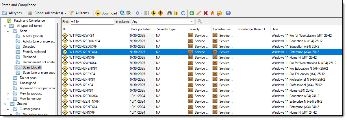 Validate a Device for a Windows Version Update Through EPM Patch Manager