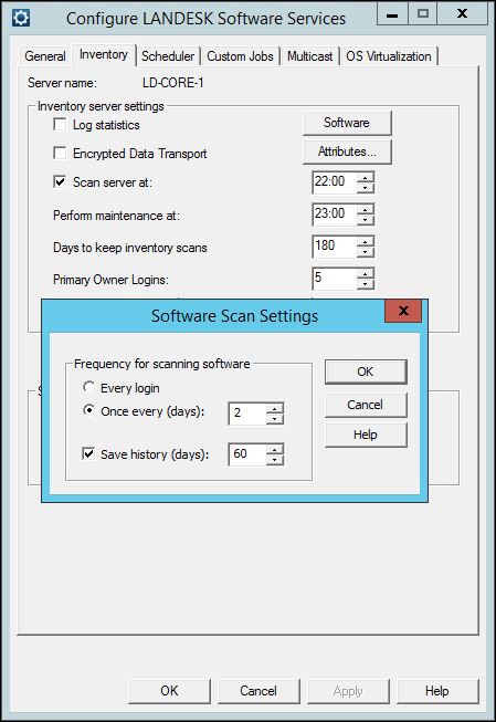 What is the recommended frequency of the Software Scan Settings under ...